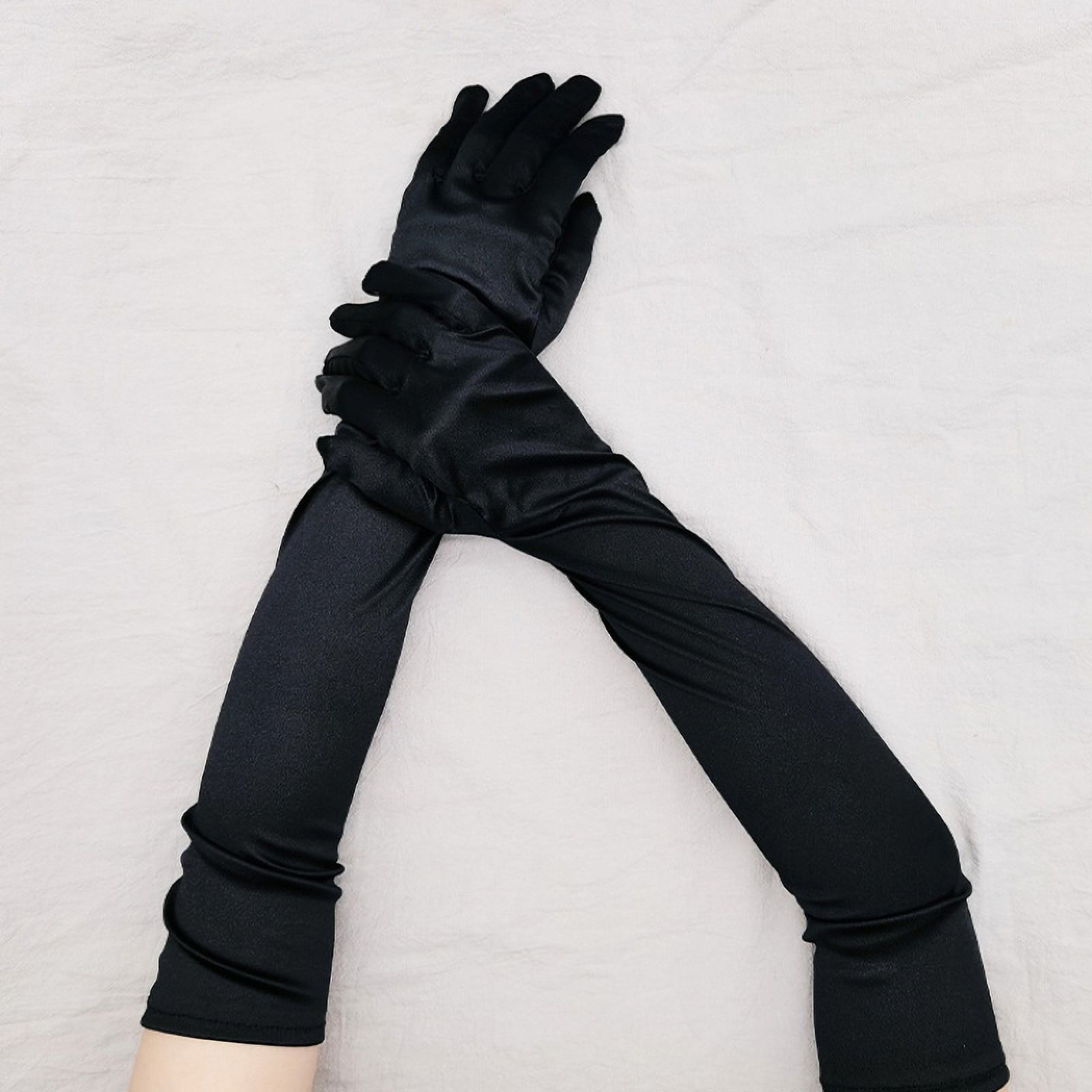 QIUYI 55cm Women Satin Smooth Evening Dress Etiquette Long Gloves Retro ...