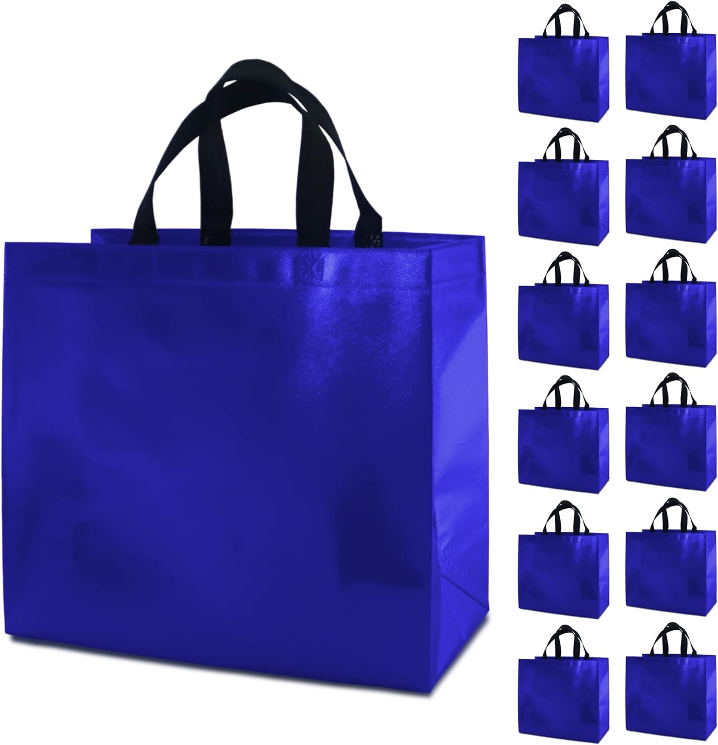 QIUYI 6 Pack Gold Gift Bags with Tissues, Reusable, Sturdy, Shine, Metallic, Glossy, Non Woven ...