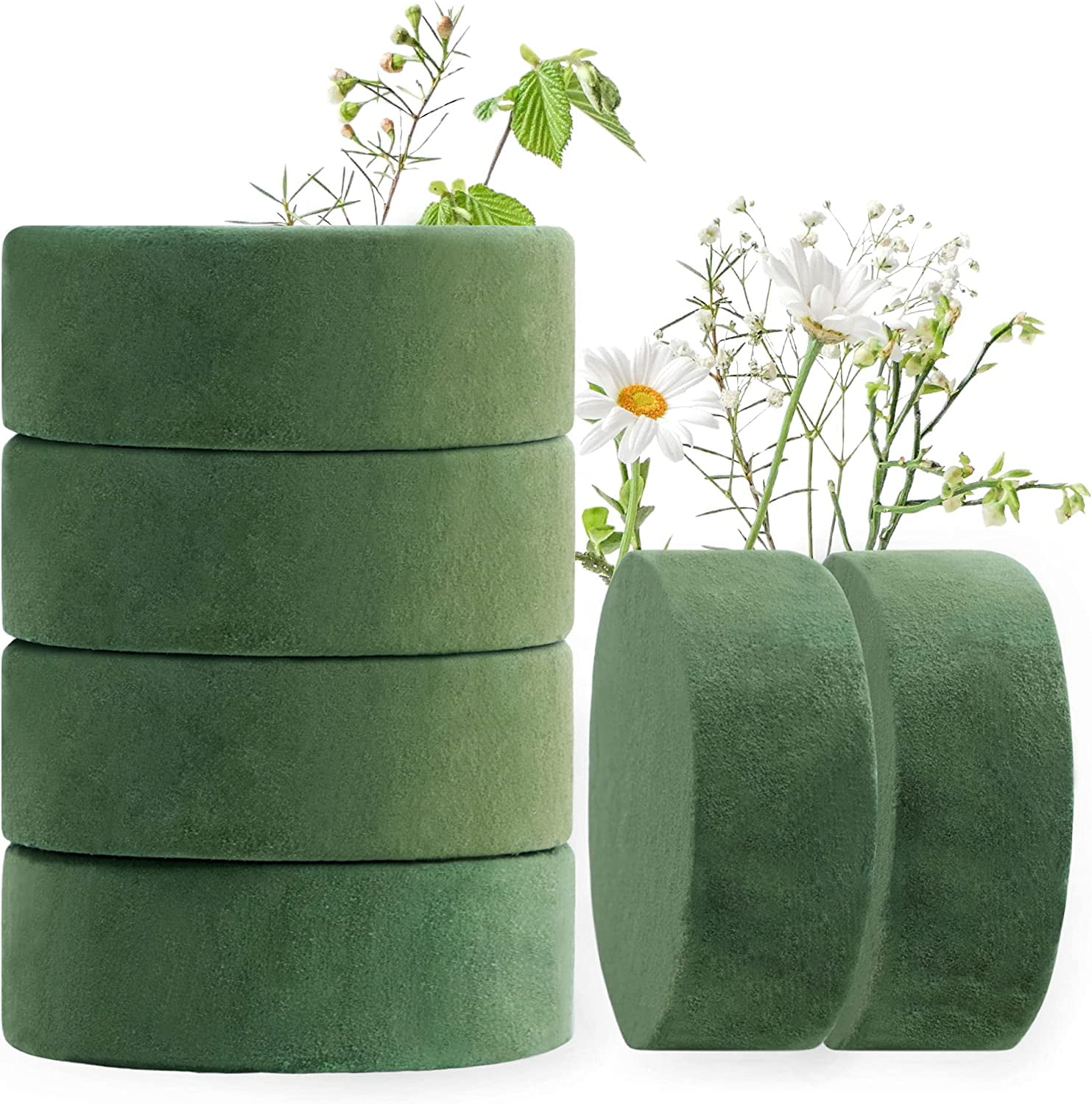 QIUYI 6 Packs Round Floral Foam Blocks，6.5'' Large Dry Floral Foam for ...