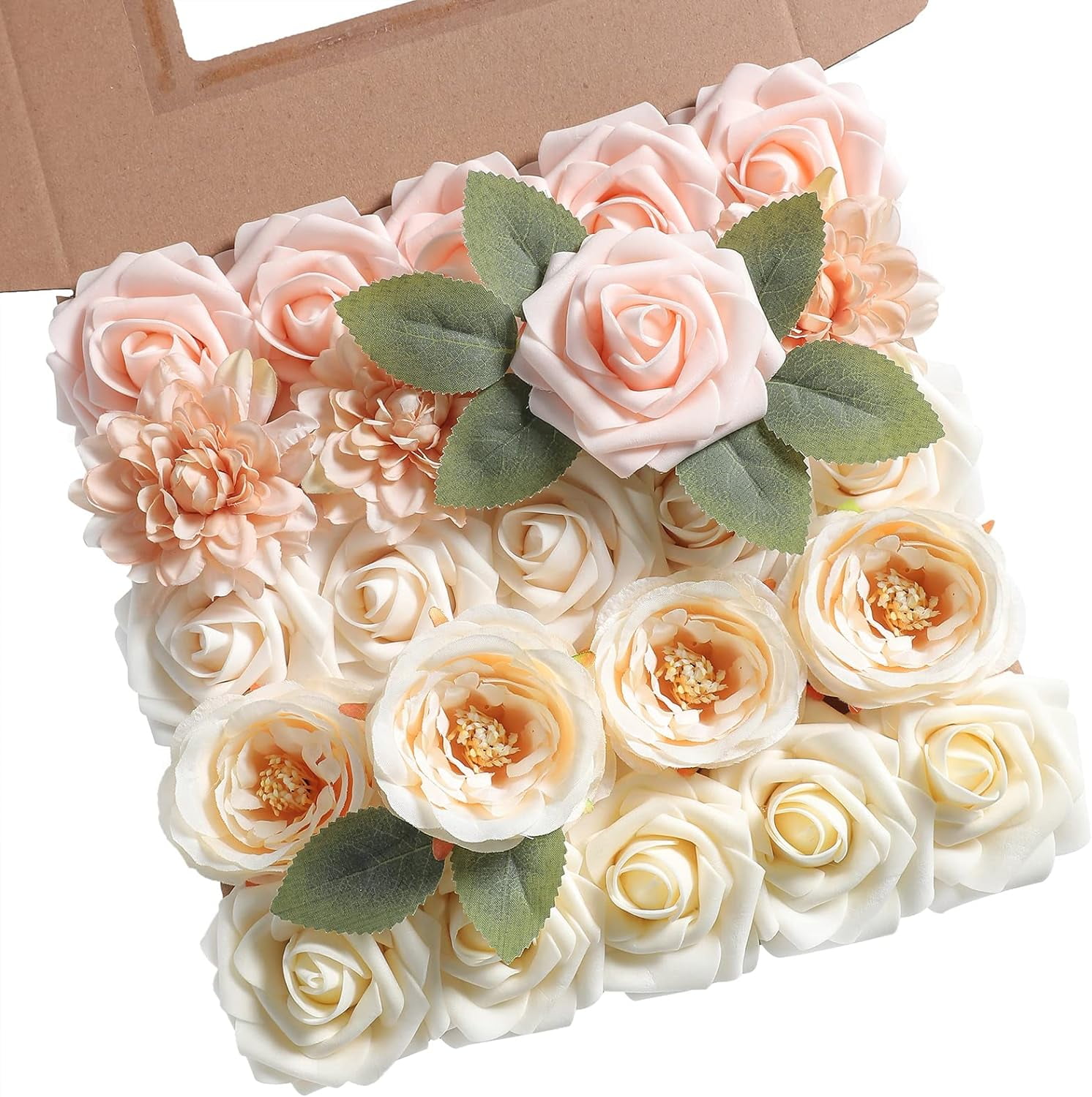 QIUYI Artificial Flowers Combo Box Set Gradient Color Flower Leaf with ...