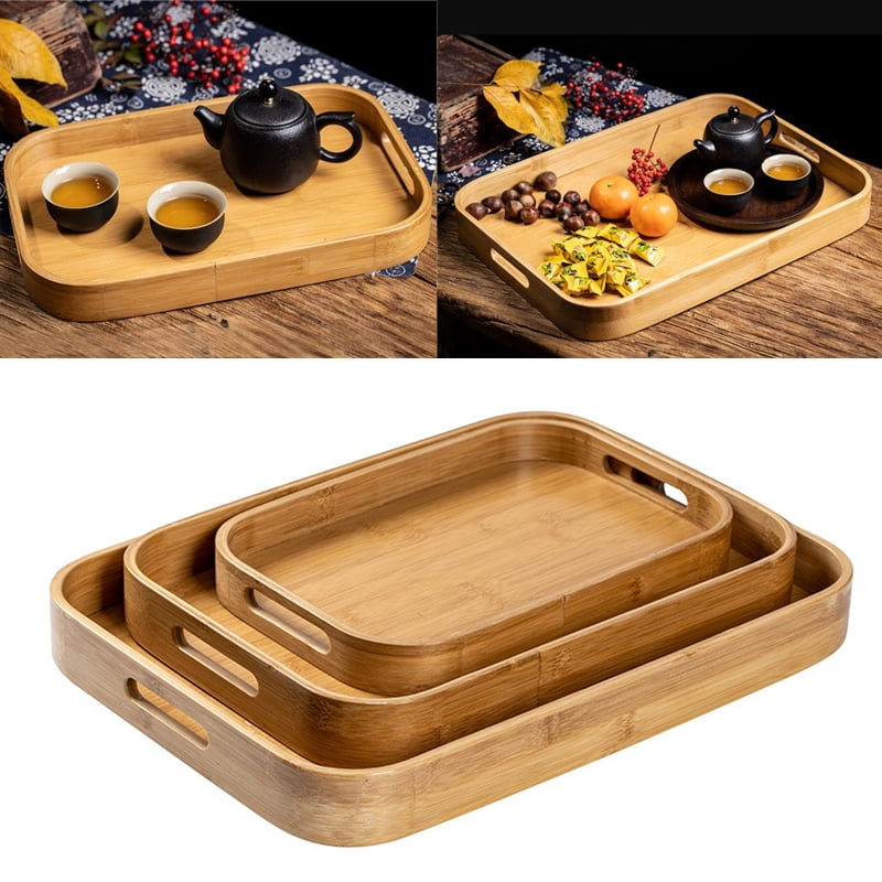 QIUYI Bamboo Tea Set Tray Restaurant Hotel Portable Dessert Cake Pallet ...