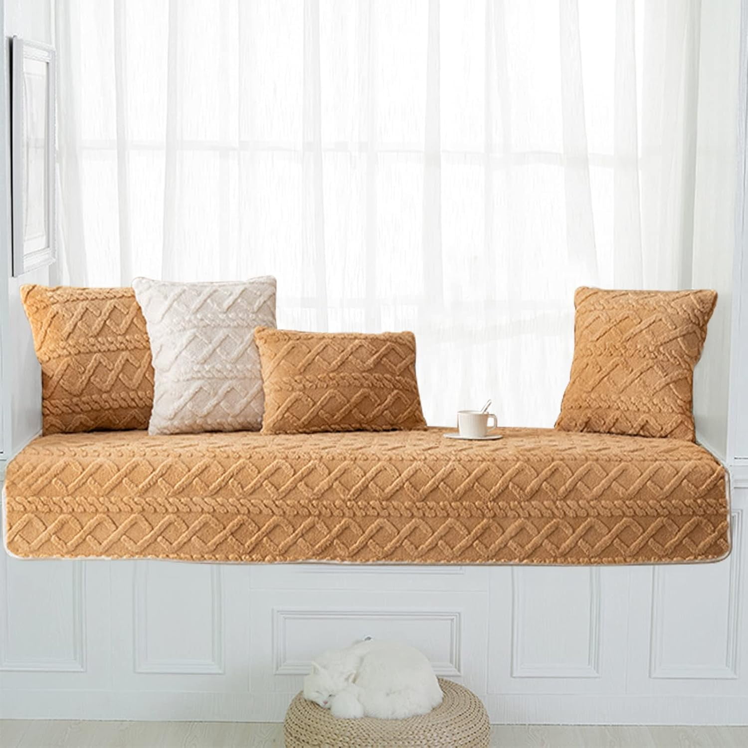 QIUYI Boho Bay Window Cushion Jacquard Pattern Farmhouse Window Seat ...