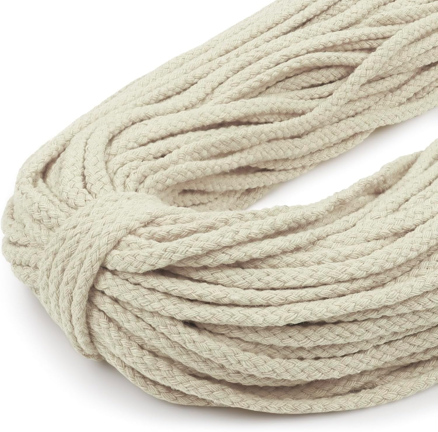 QIUYI Braided Macrame Cord 7mm x 32ft, 8-Strand Braided Cotton Rope ...