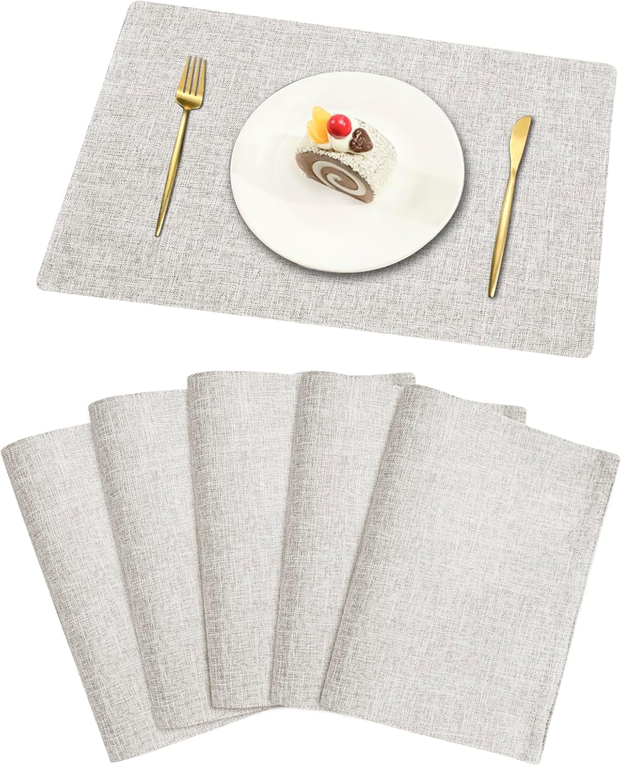 QIUYI Cloth Placemats Set of 8 Washable Linen Placemats Woven Table ...