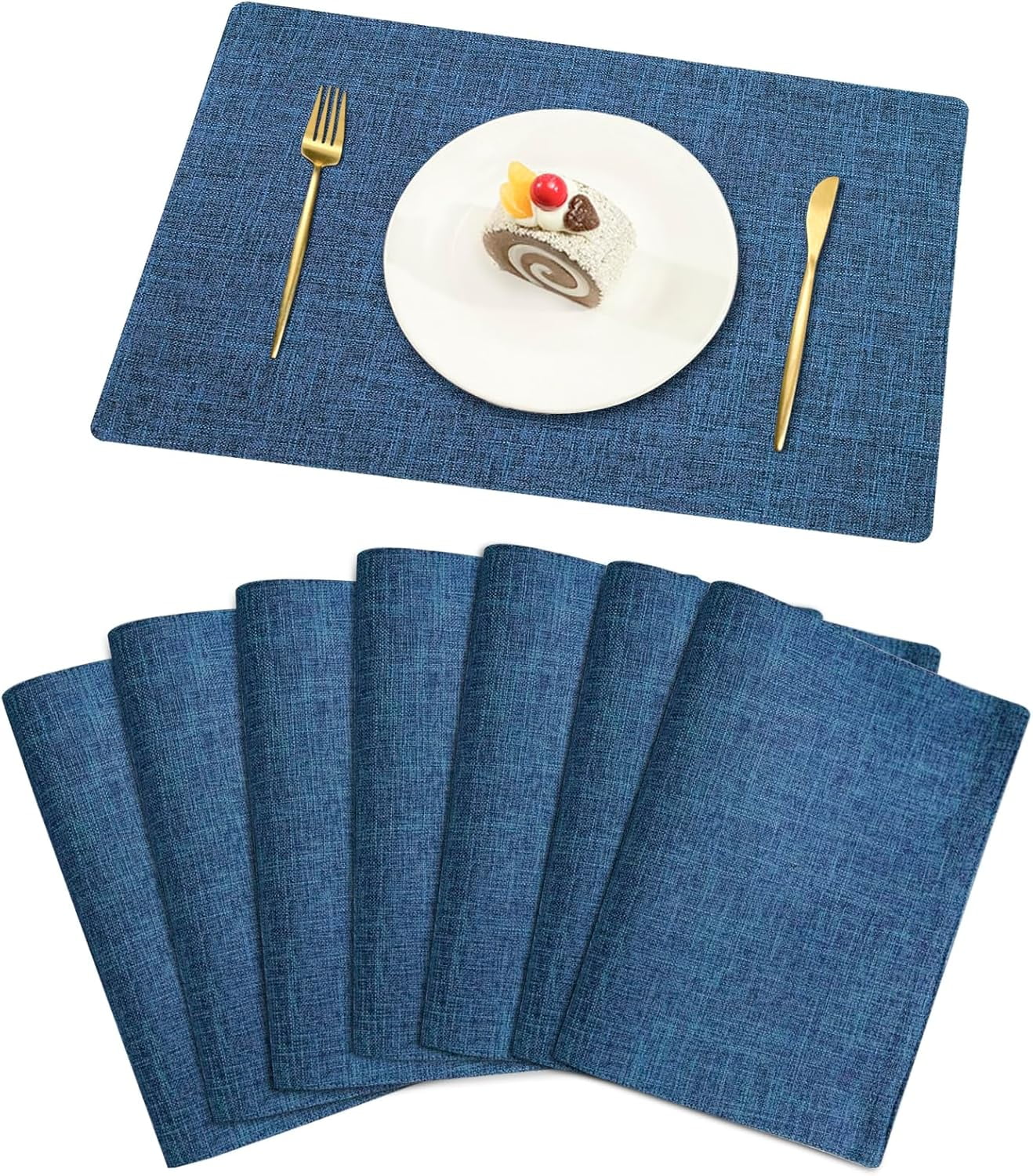QIUYI Cloth Placemats Set of 8 Washable Linen Placemats Woven Table ...