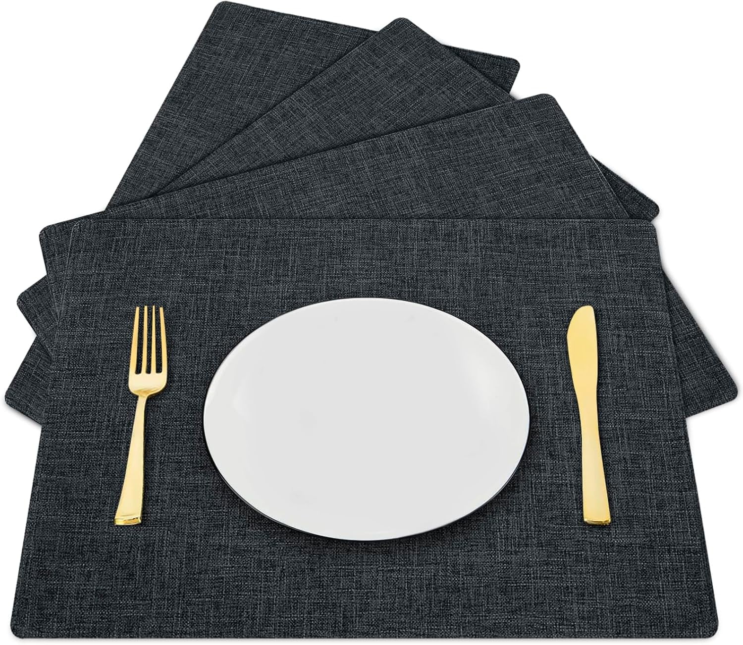 QIUYI Cloth Placemats Set of 8 Washable Linen Placemats Woven Table Mats Dining Place Mats for ...