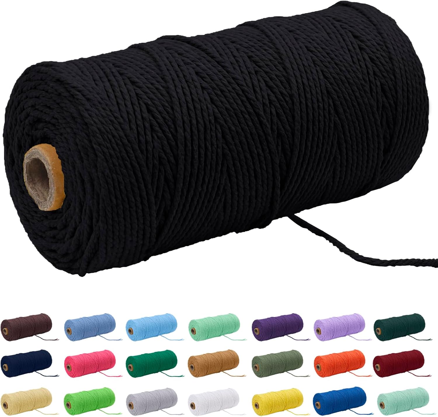 QIUYI Cotton Macrame Cord 2mm x 218 Yard Natural Macrame Yarn 3 Strand ...