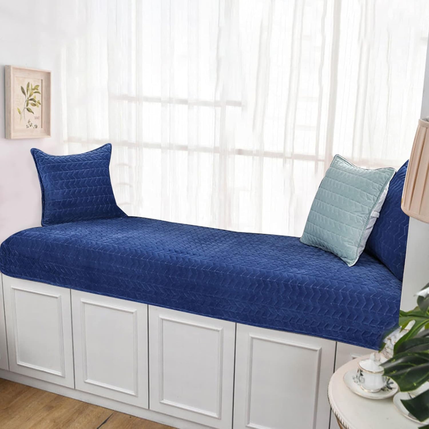 QIUYI Crystal Velvet Non-Slip Bay Window Cushion Pad, Window Seat ...