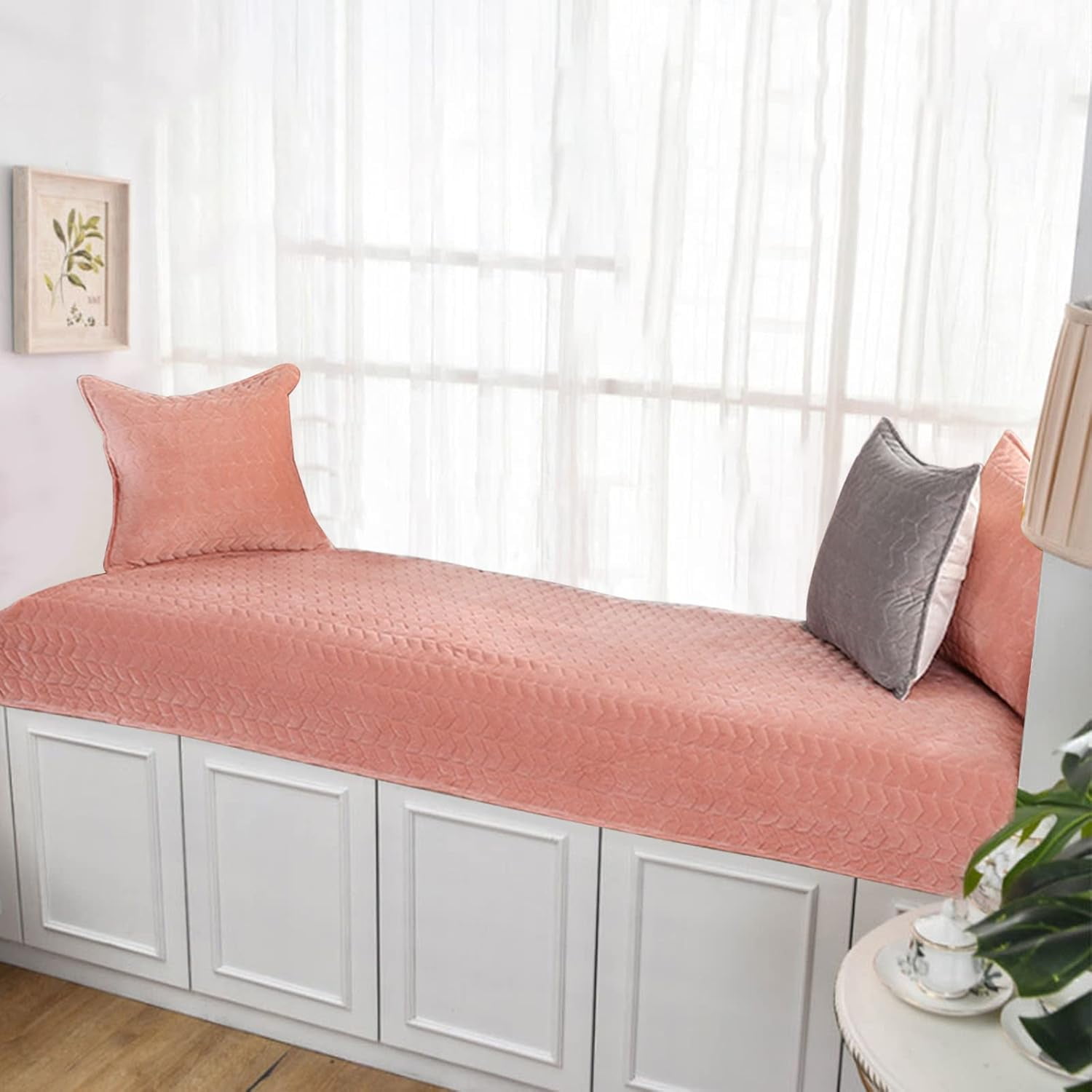 QIUYI Crystal Velvet Non-Slip Bay Window Cushion Pad, Window Seat ...