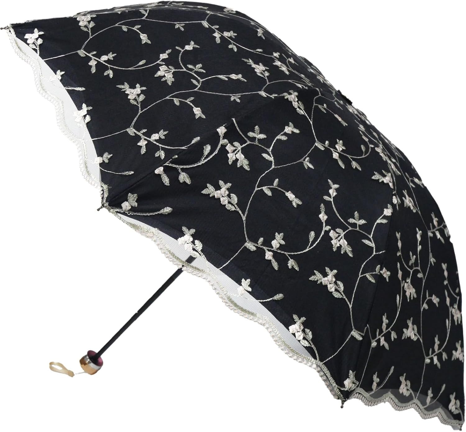QIUYI Embroidery Floral Lace Umbrella for Women/Girls, UV Umbrellas for ...