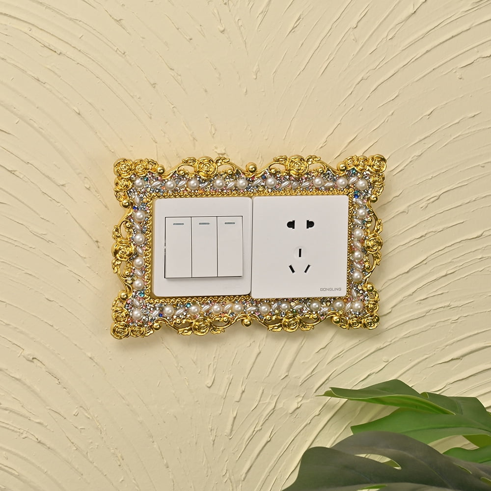 QIUYI European -Style Pearl Inlaid Switch Sticker Light Luxury Retro ...