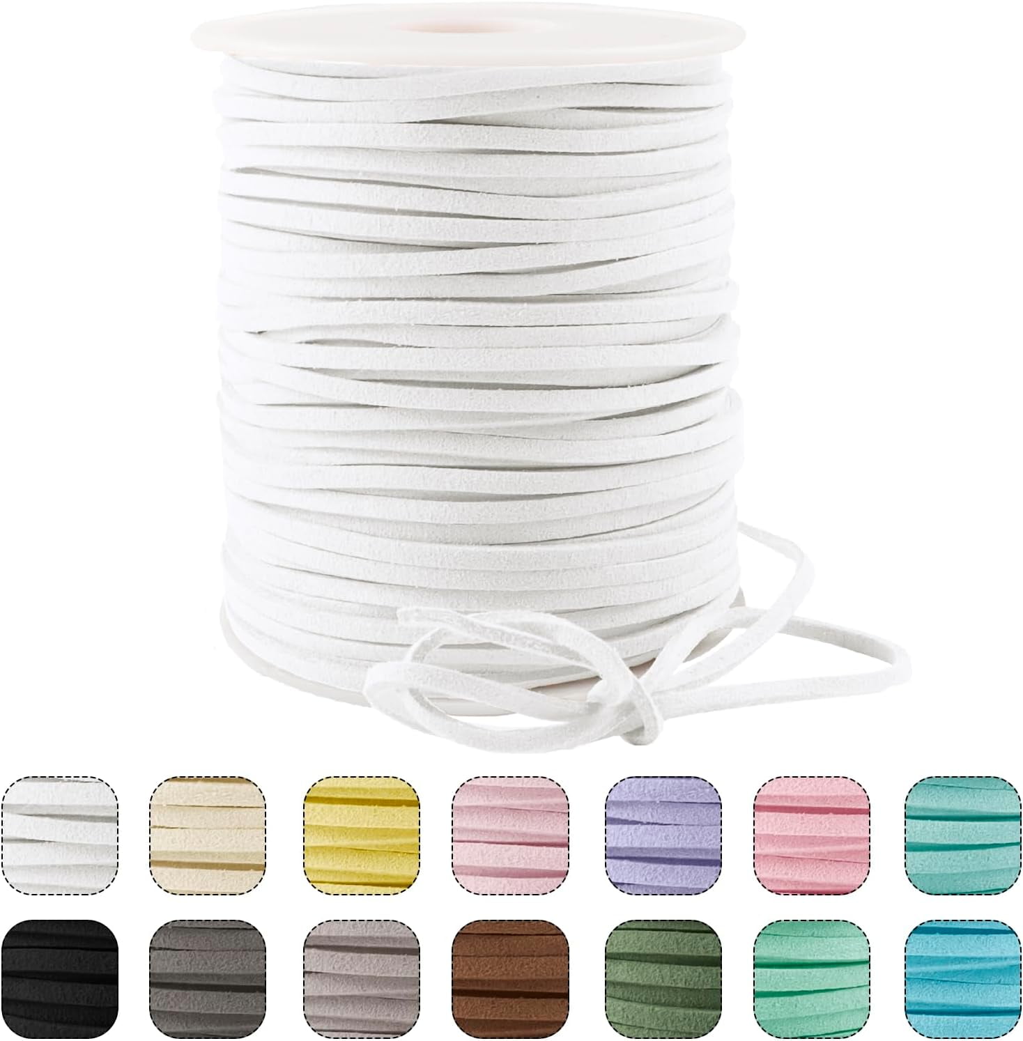 QIUYI Faux Suede Leather Cord, 2.5mm 50 Yards Suede String Leather Rope ...
