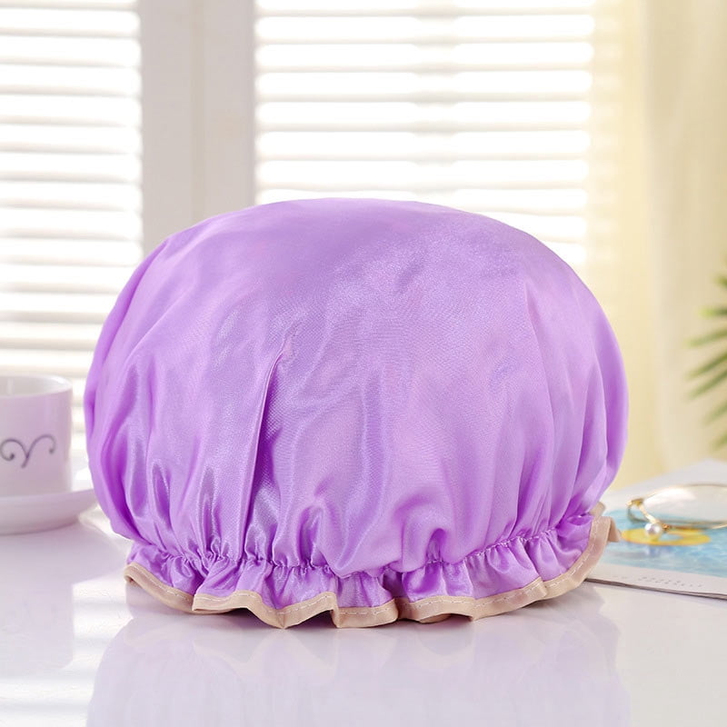 QIUYI Imitated Silk Hair Wrap for Sleep Satin Shower Cap Bonnet Lace ...