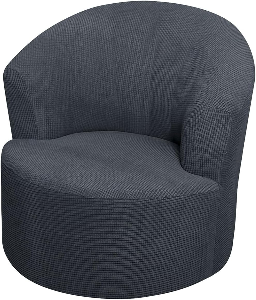 QIUYI Jacquard Swivel Barrel Chair Cover, Soft Plush Checkered Swivel ...