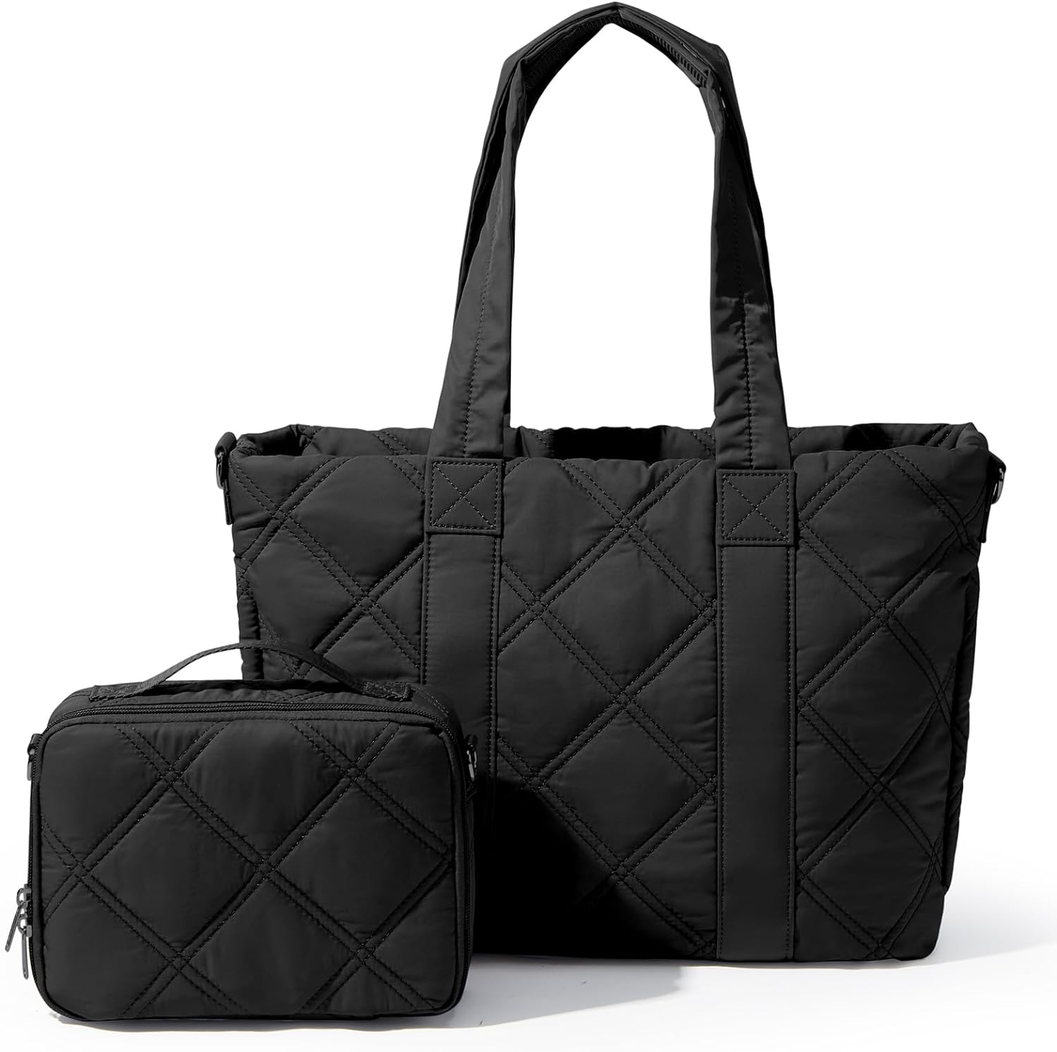 QIUYI Laptop Tote Bag for Women, Quilted Work Tote Bag 15.6 Inch Laptop Compartment Shoulder Bag ...