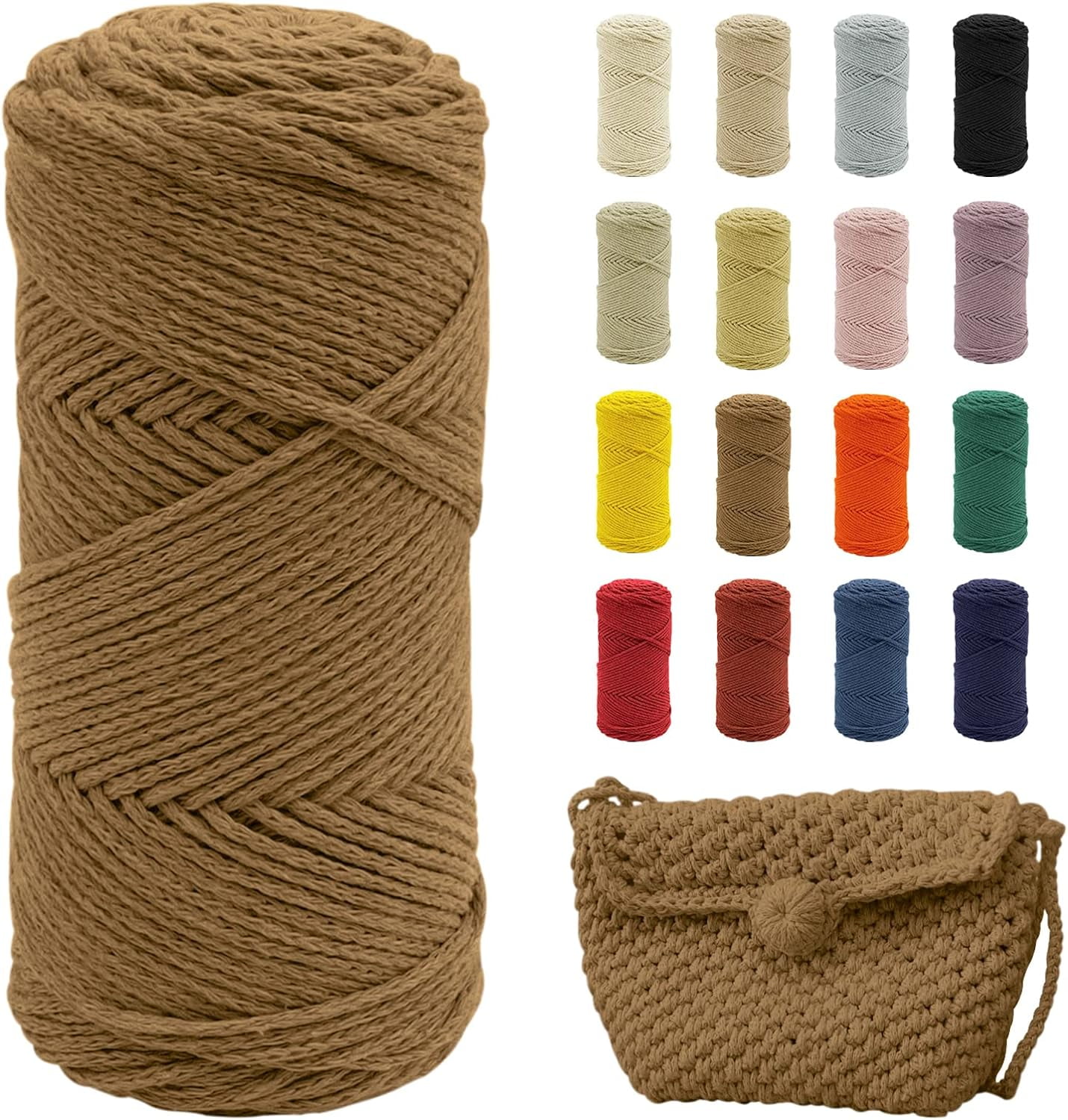 QIUYI Macrame Cord 2mm x 153 Yards, Polyester Macrame Cotton Yarn for ...