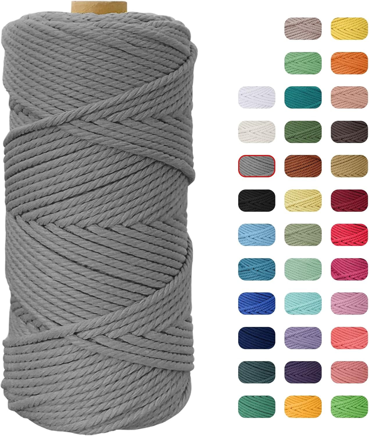 QIUYI Macrame Cord 4mm, 4mm Macrame Cord 109 Yards Natural Cotton Yarn ...