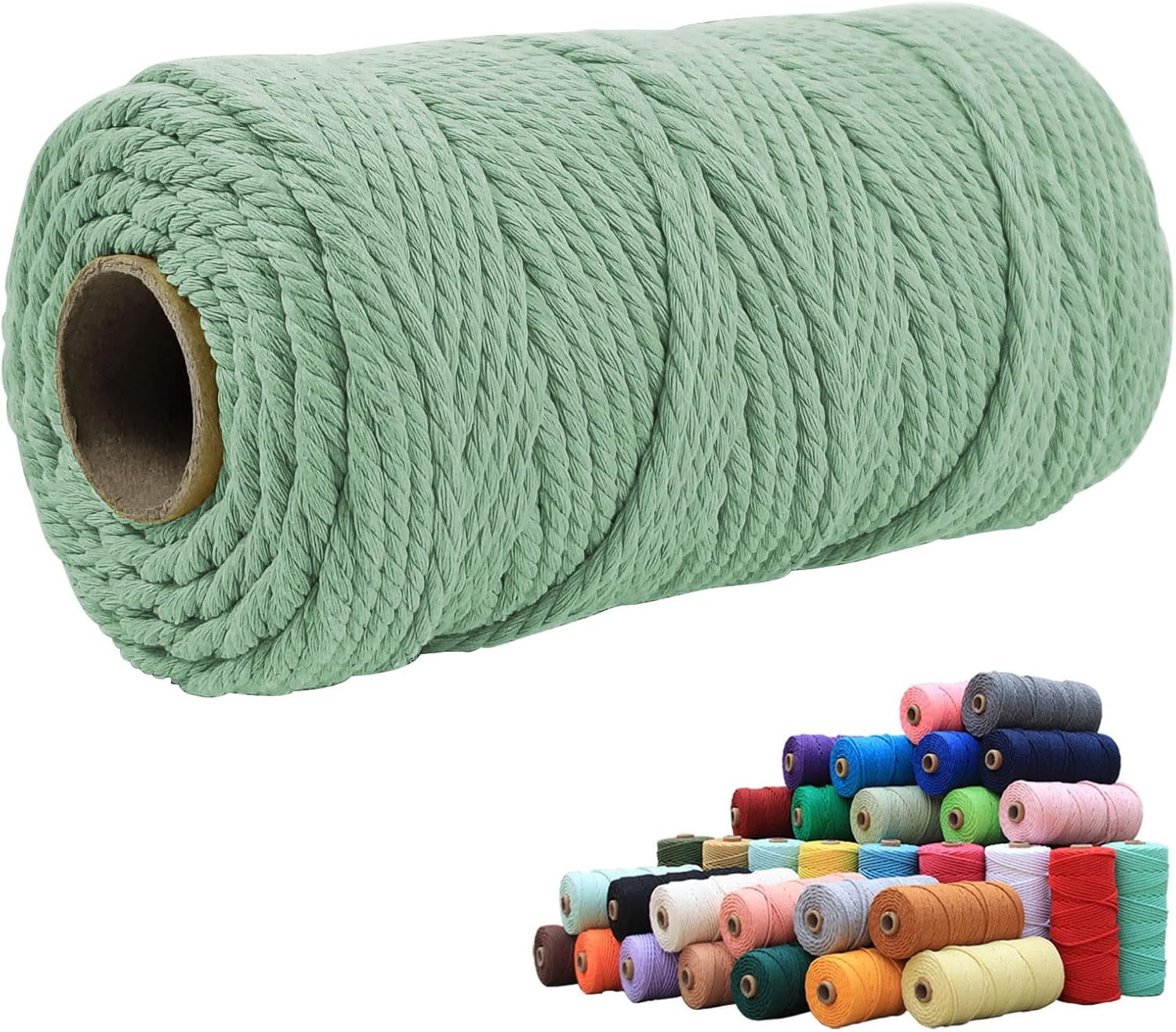 QIUYI Macrame Cord 5mm x 109 Yards Natural Cotton Macrame Rope, 4 ...