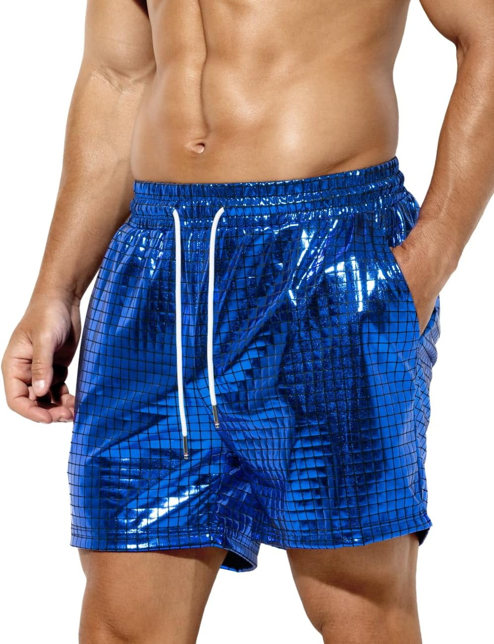 QIUYI Men's Metallic Holographic Shorts Sequin Sexy Shorts for Rave Hot Party - Walmart.com