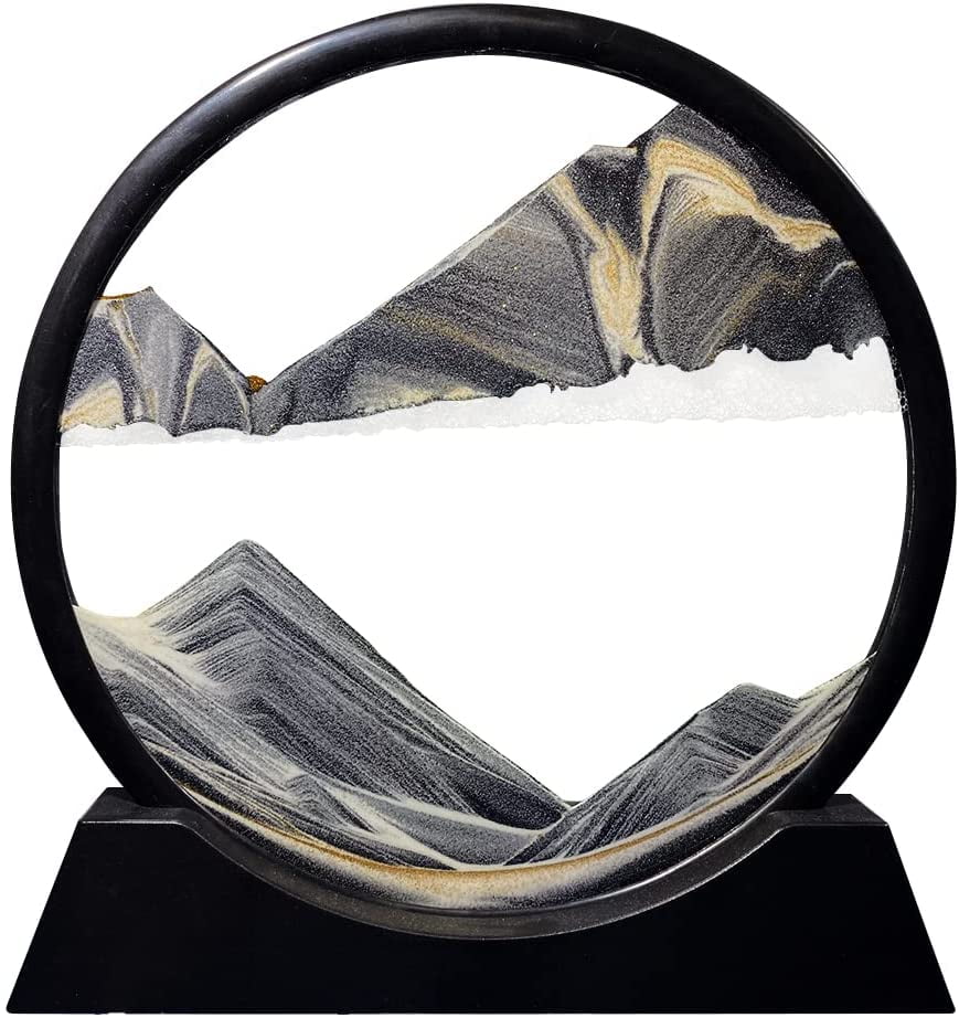 QIUYI Moving Sand Art Picture Round Glass 3D Deep Sea Sandscape in ...