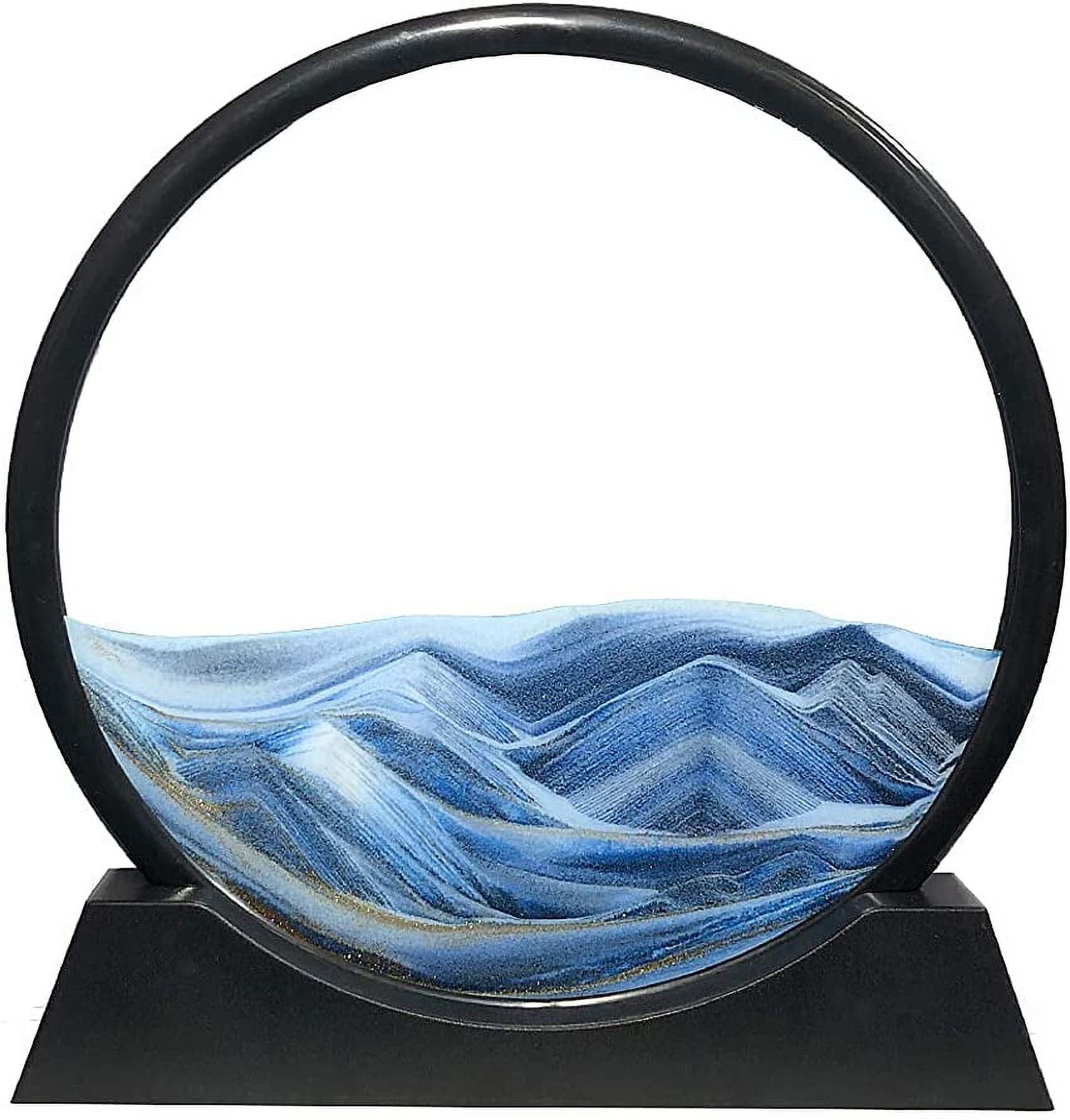QIUYI Moving Sand Art Picture Round Glass 3D Deep Sea Sandscape in ...