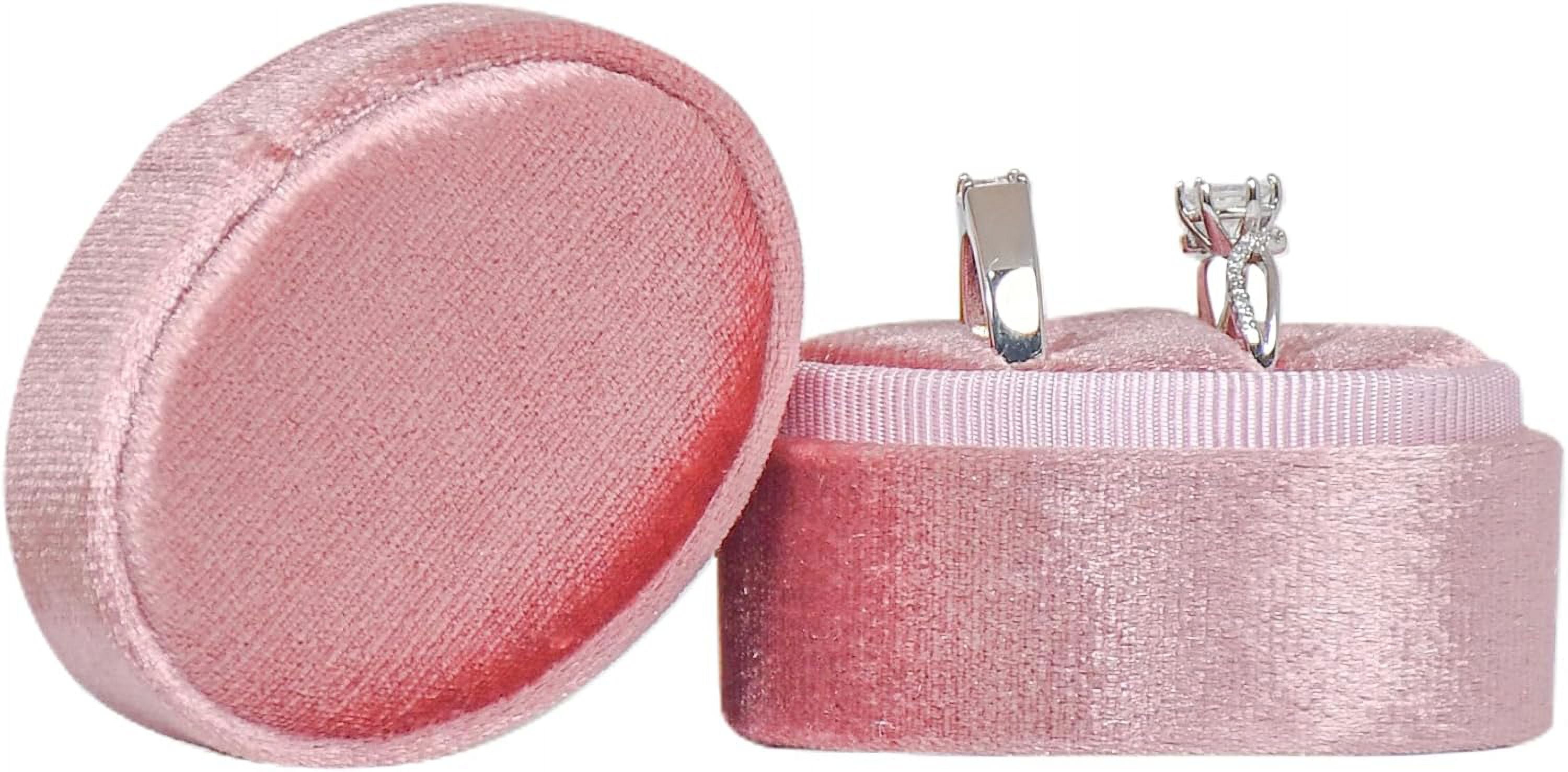 QIUYI Oval Velvet Ring Box - 2 Slots Premium Gorgeous Vintage Double ...