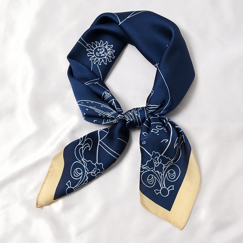 QIUYI Simple Lines Print Twil Silk Square Scarf for Women Luxury ...
