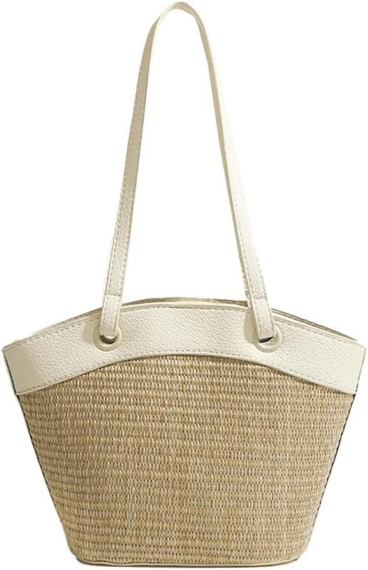 QIUYI Straw Beach Bags For Women Small Straw Tote Bag Rattan Purse ...