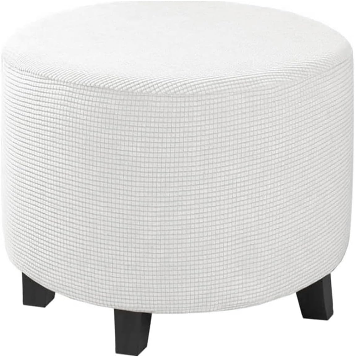 QIUYI Stretch Round Ottoman Cover, Jacquard Anti-Slip Footrest Covers ...