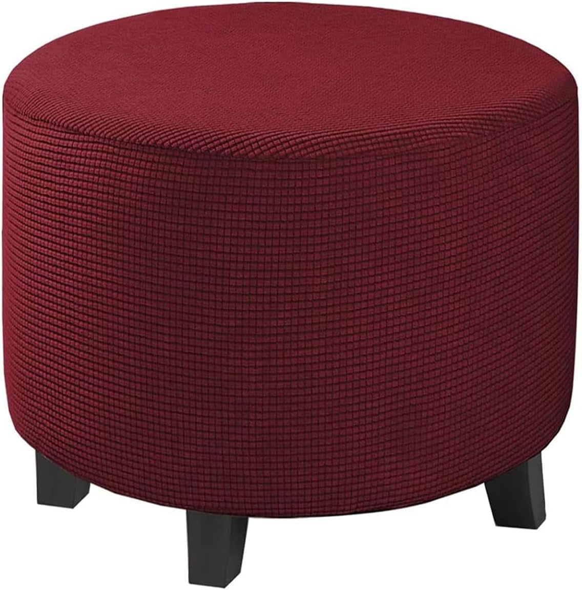 QIUYI Stretch Round Ottoman Cover, Jacquard Anti-Slip Footrest Covers ...