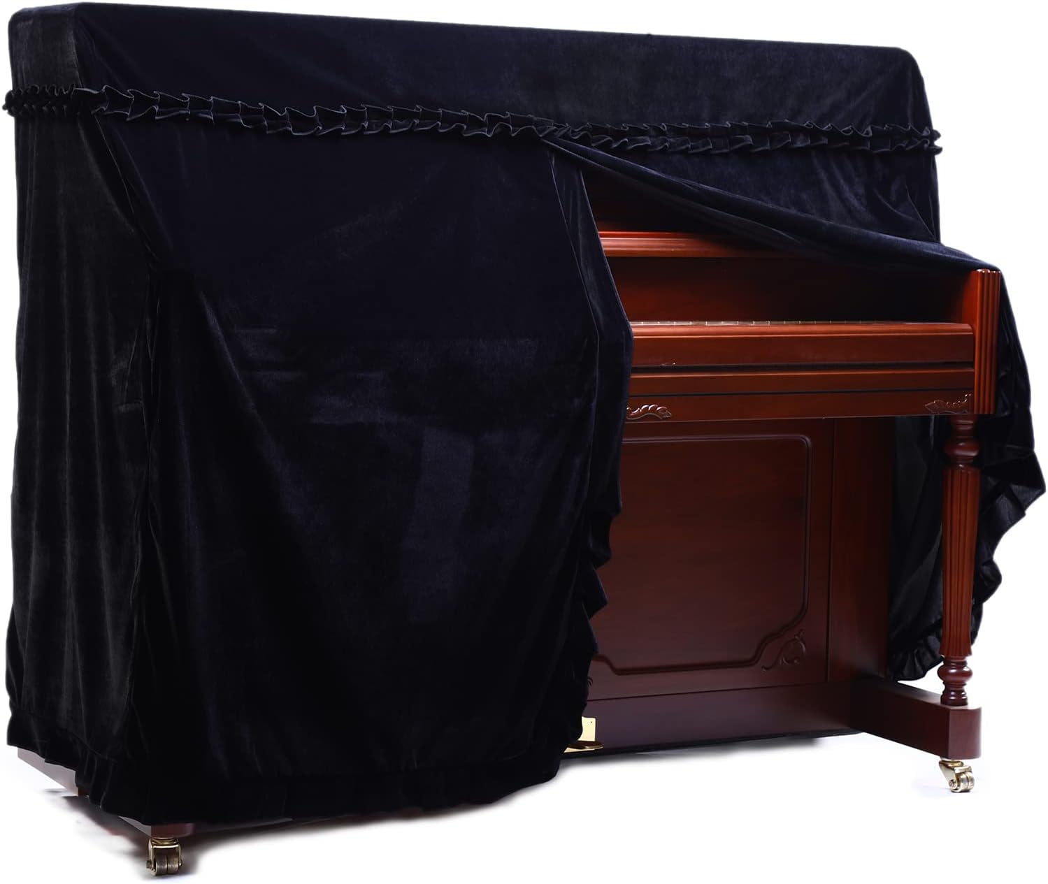 QIUYI Upright Piano Cover Dust Cover Piano Full Cover Velvet Piano ...