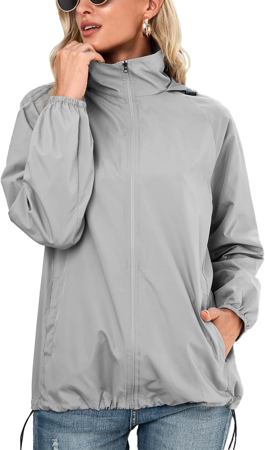 QIUYI Waterproof Jackets Women Packable Rain Jacket Lightweight Spring ...