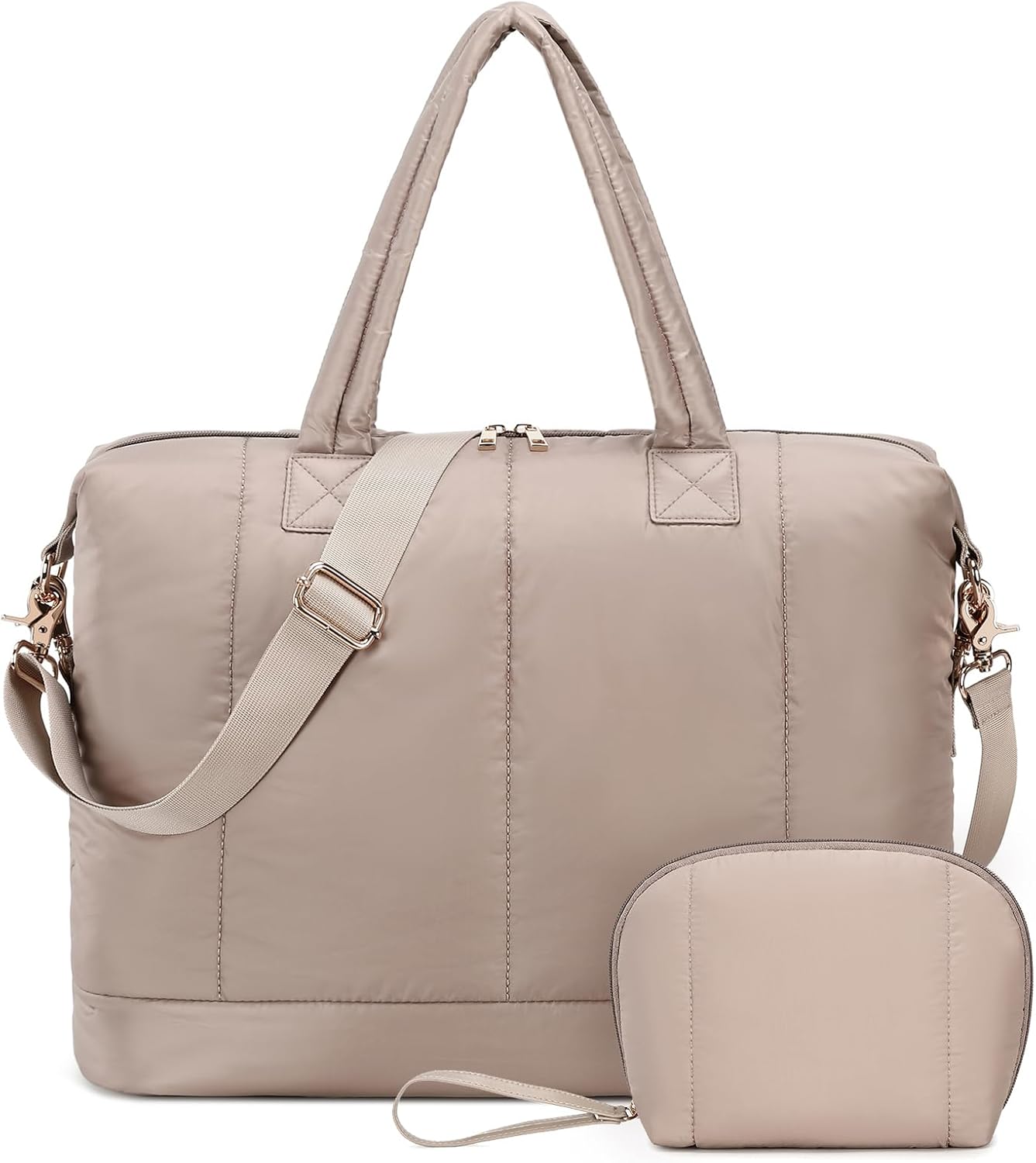 QIUYI Weekender Bags for Women Puffer Tote Bag with Zipper Carry On ...