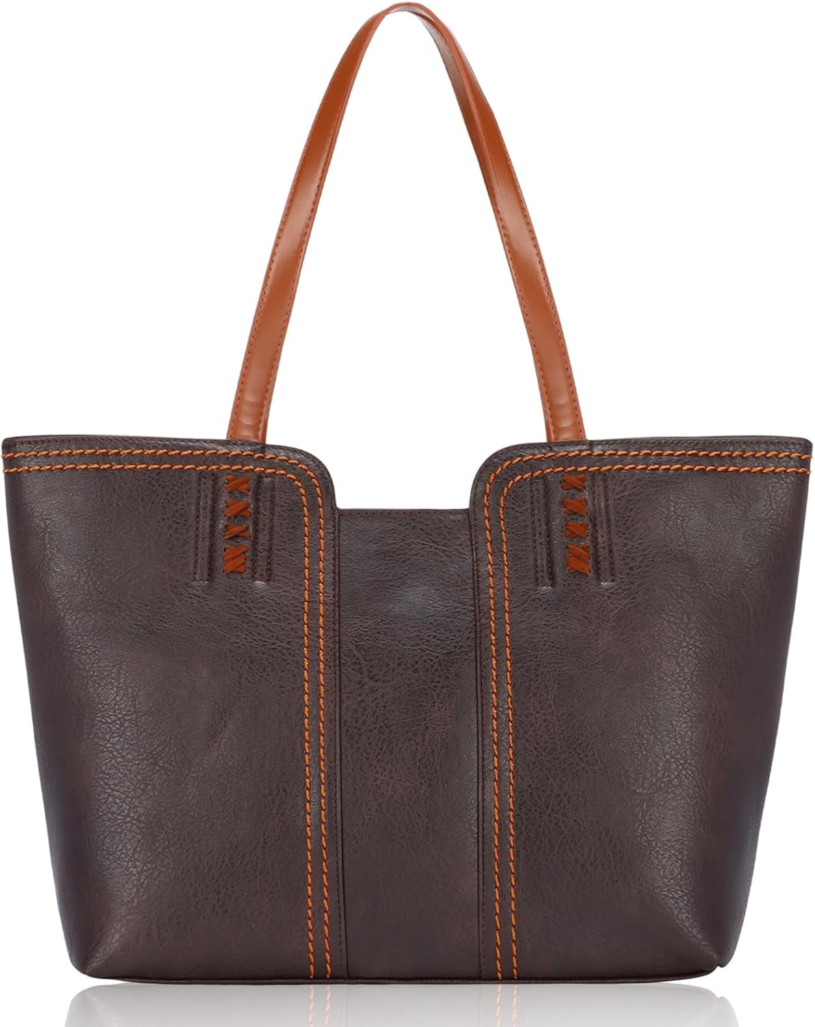 QIUYI Women's Vegan Leather Tote Purses with Zipper Casual Shoulder ...