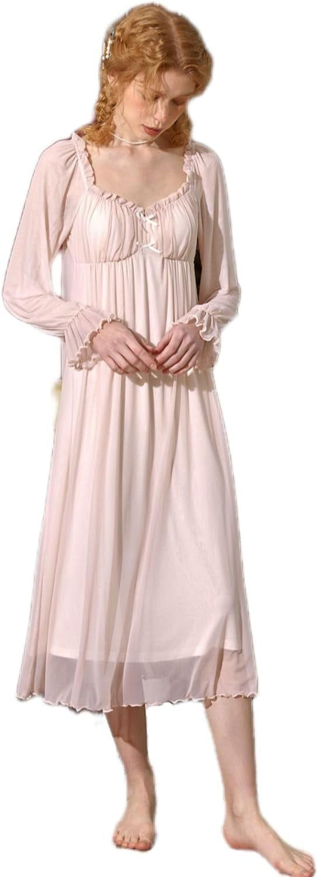 QIUYI Women's Vintage Victorian Nightgown Girls Long Sleeve Sheer ...