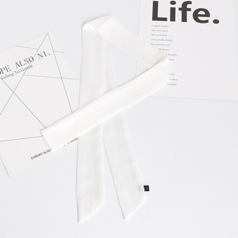 QIUYI solid color long silk scarf female summer satin Multifunction Headband Tied bag floating ...