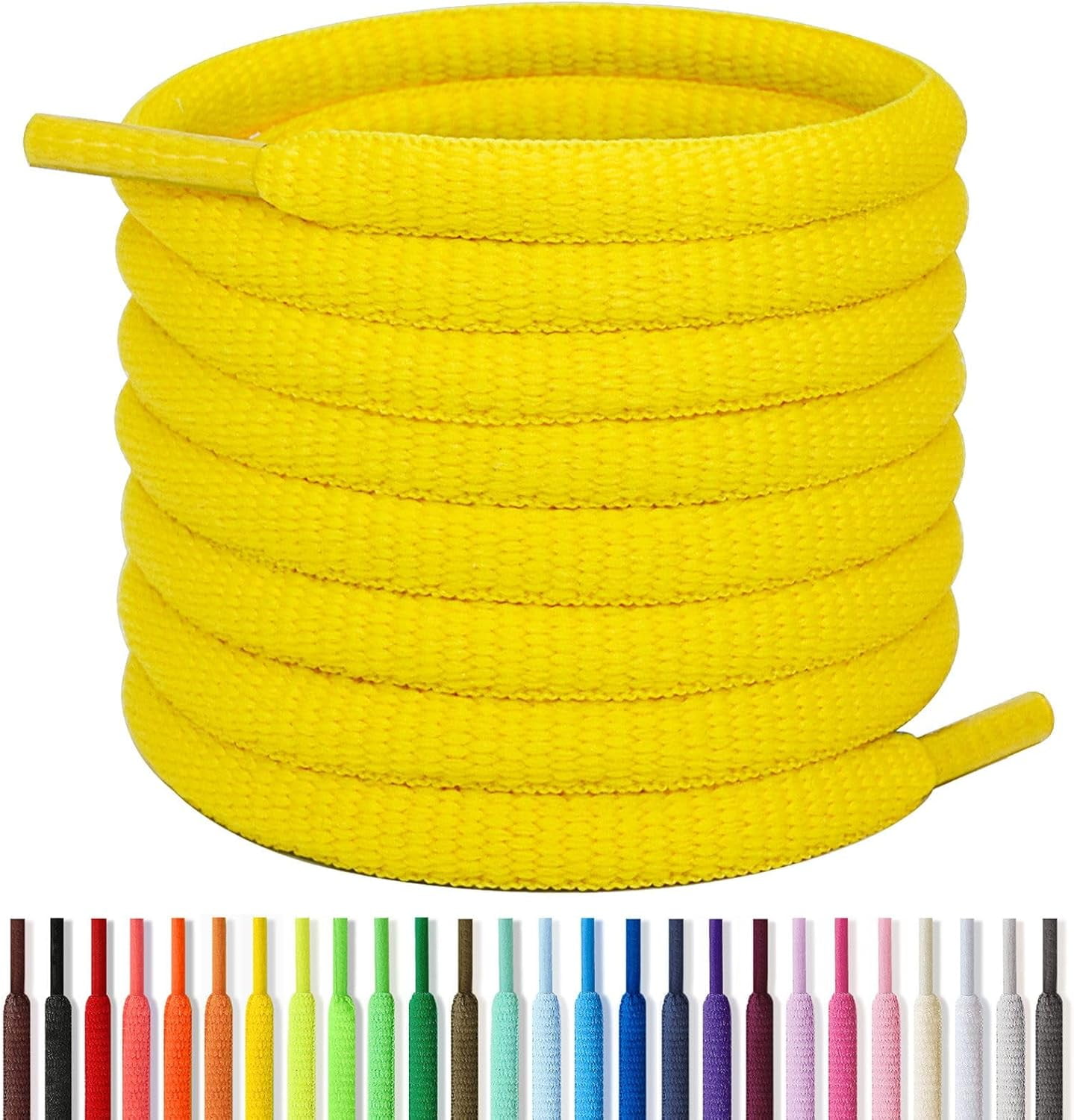 QIUYIDP 1/4" Oval Athletic Shoelaces 24"-72" in 22 Colors Half Round ...