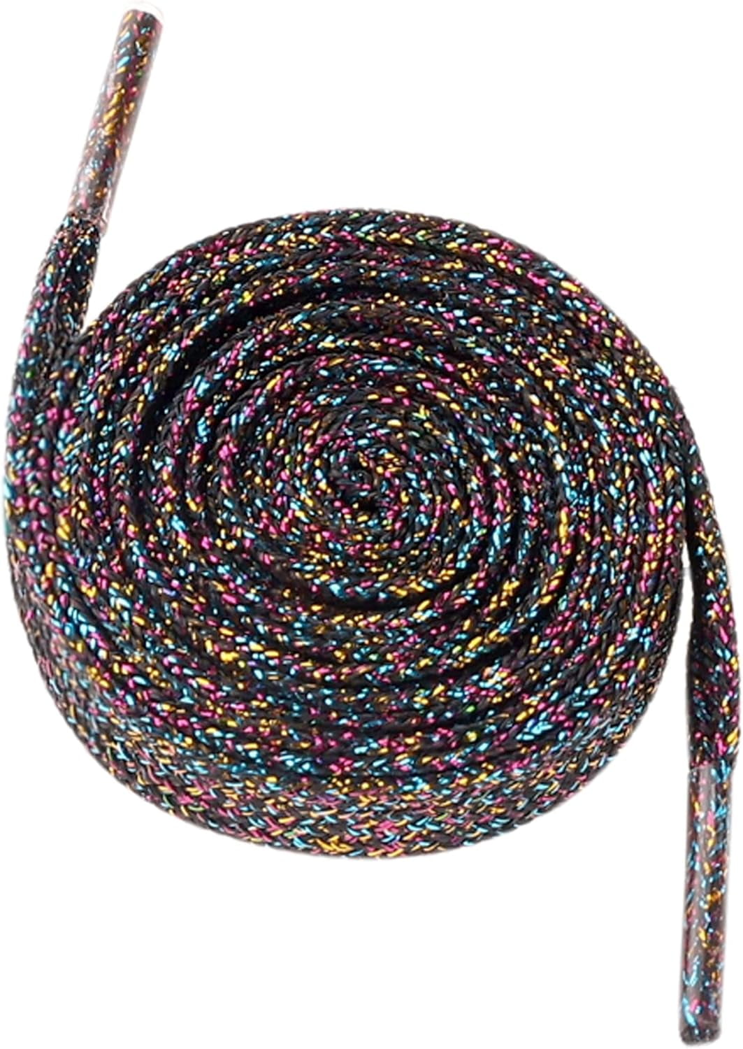 QIUYIDP 1 Pair Glitter Shiny Metallic Flat Shoelaces, Colorful Sequin ...
