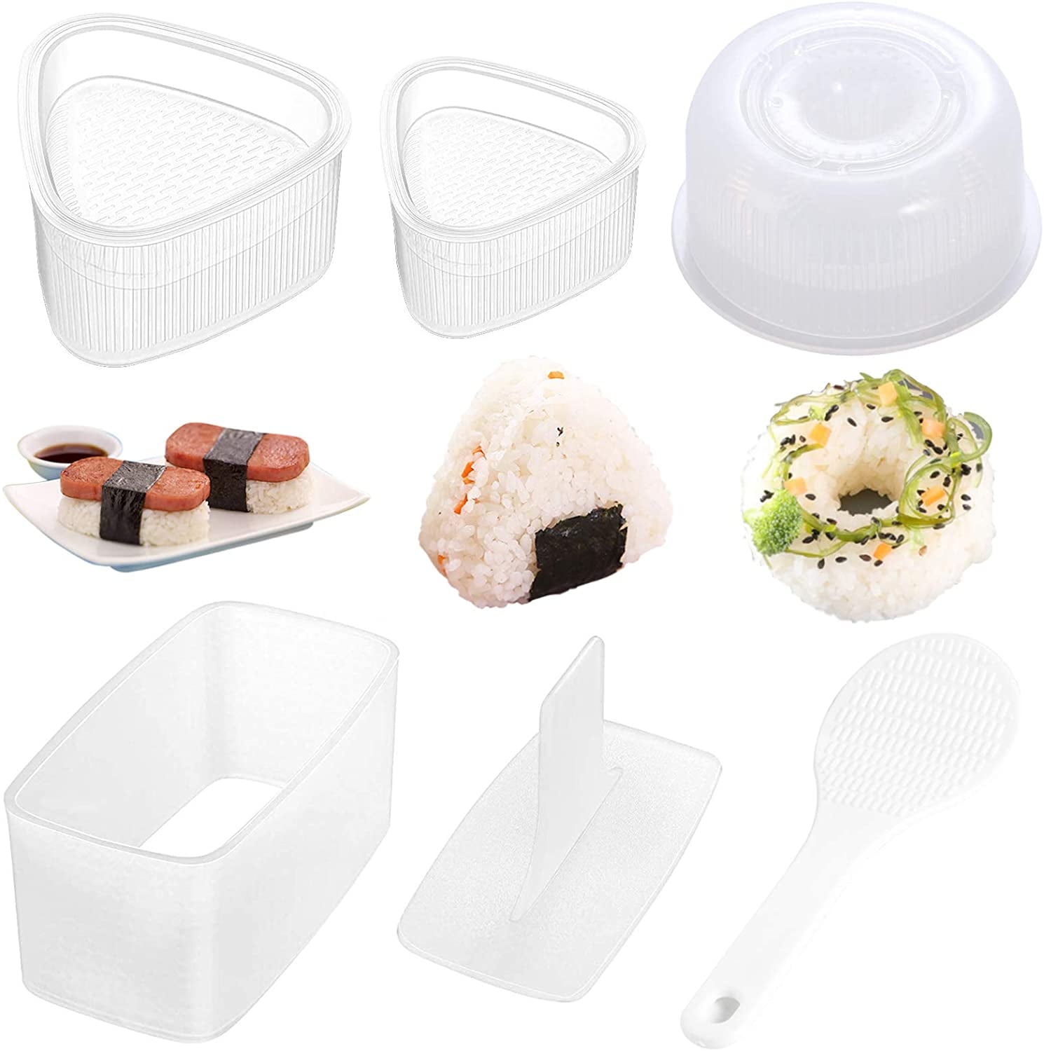 QIUYIDP 10 in 1 Mini Japanese Onigiri Sushi Mold, Nigiri Bento Rice ...