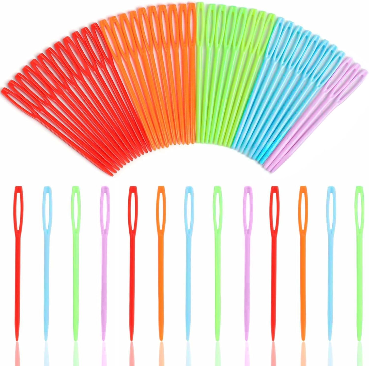 QIUYIDP 100 PCS Plastic Needles for Kids, Large Eye Plastic Sewing ...