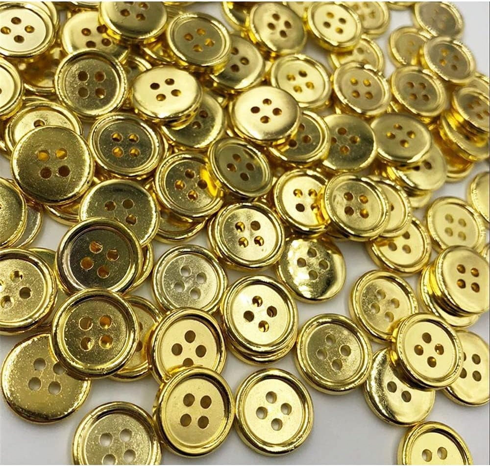 QIUYIDP 100 Pcs Round Craft Buttons 4 Holes Metallic Color Plastic ...