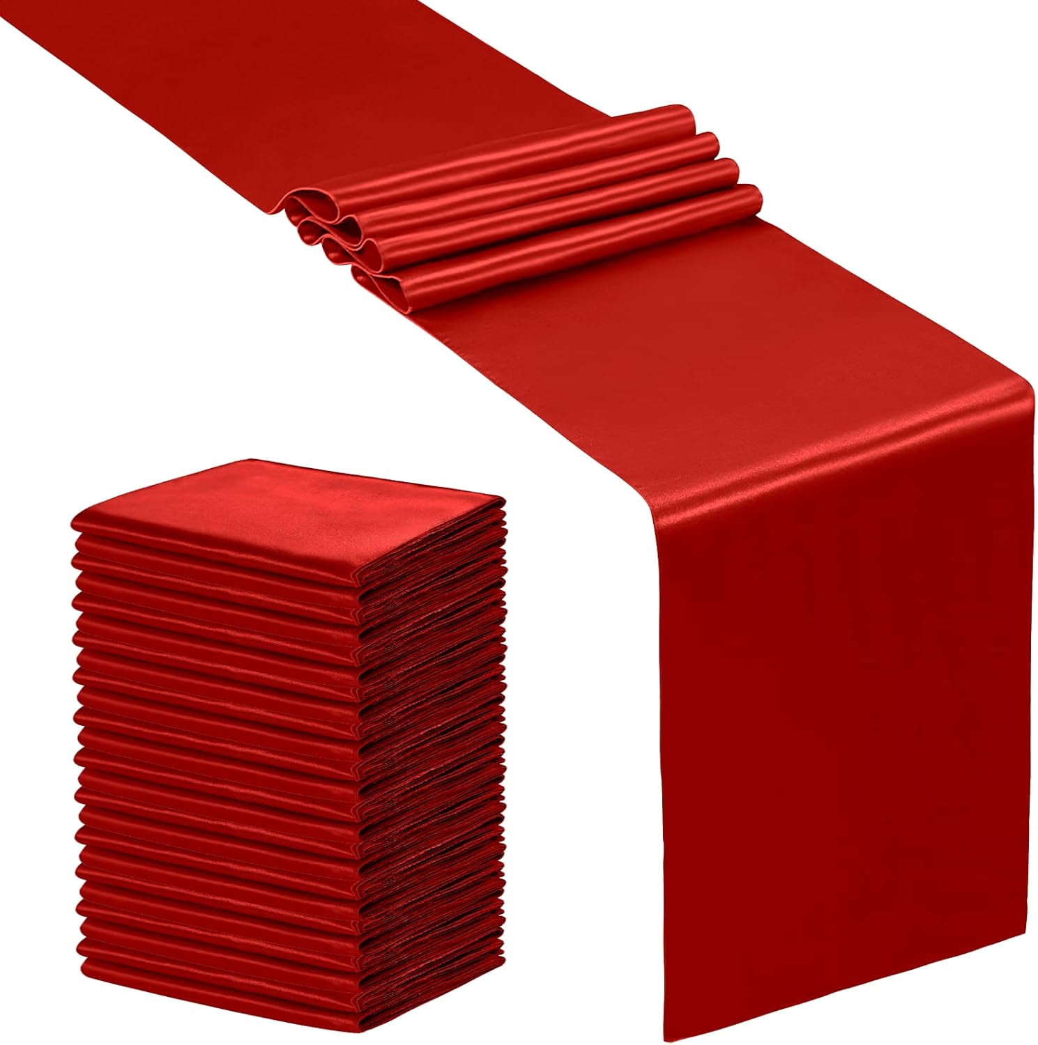 QIUYIDP 12 Pcs Royal Blue Satin Table Runner 12 x 108 inches Long ...