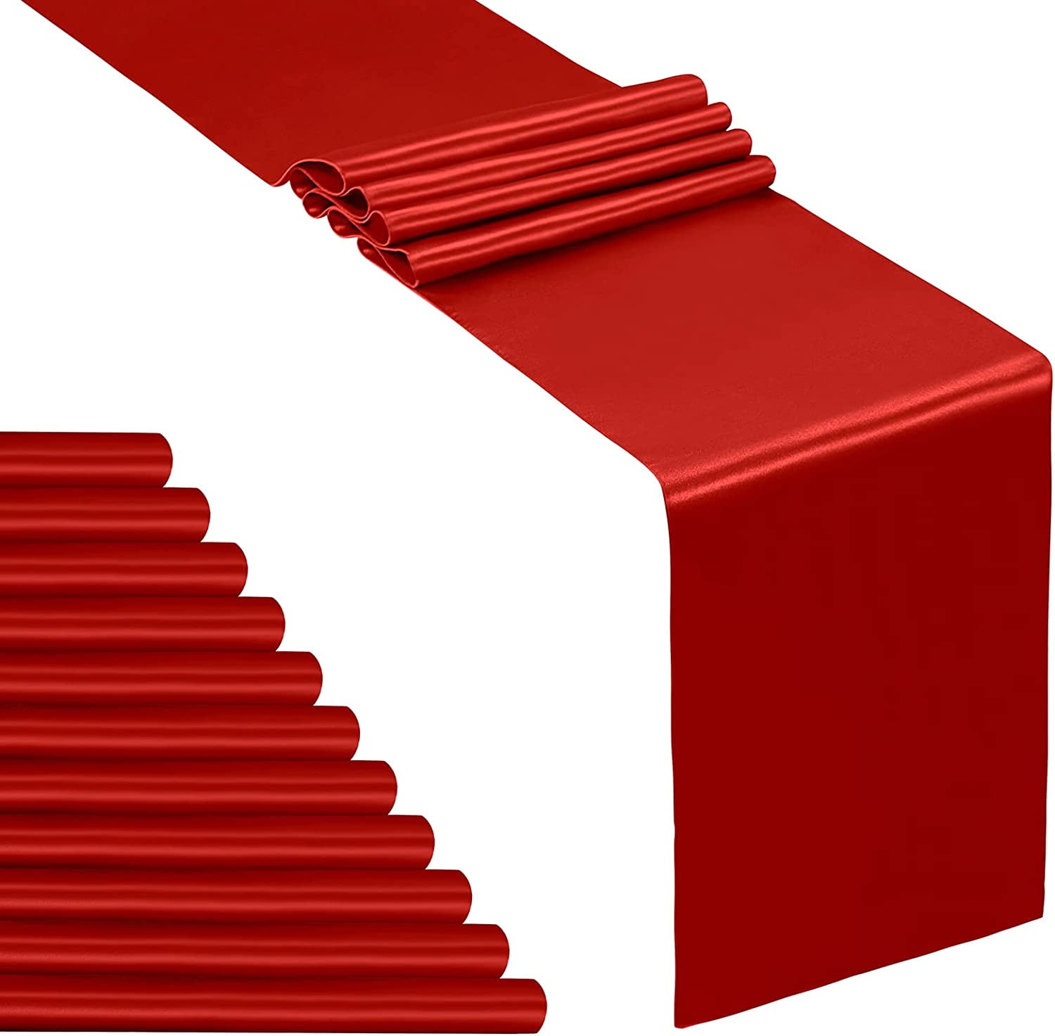 QIUYIDP 12 Pcs Royal Blue Satin Table Runner 12 x 108 inches Long ...