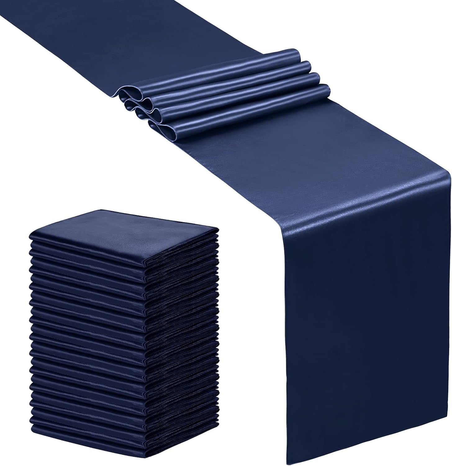 QIUYIDP 12 Pcs Royal Blue Satin Table Runner 12 x 108 inches Long ...