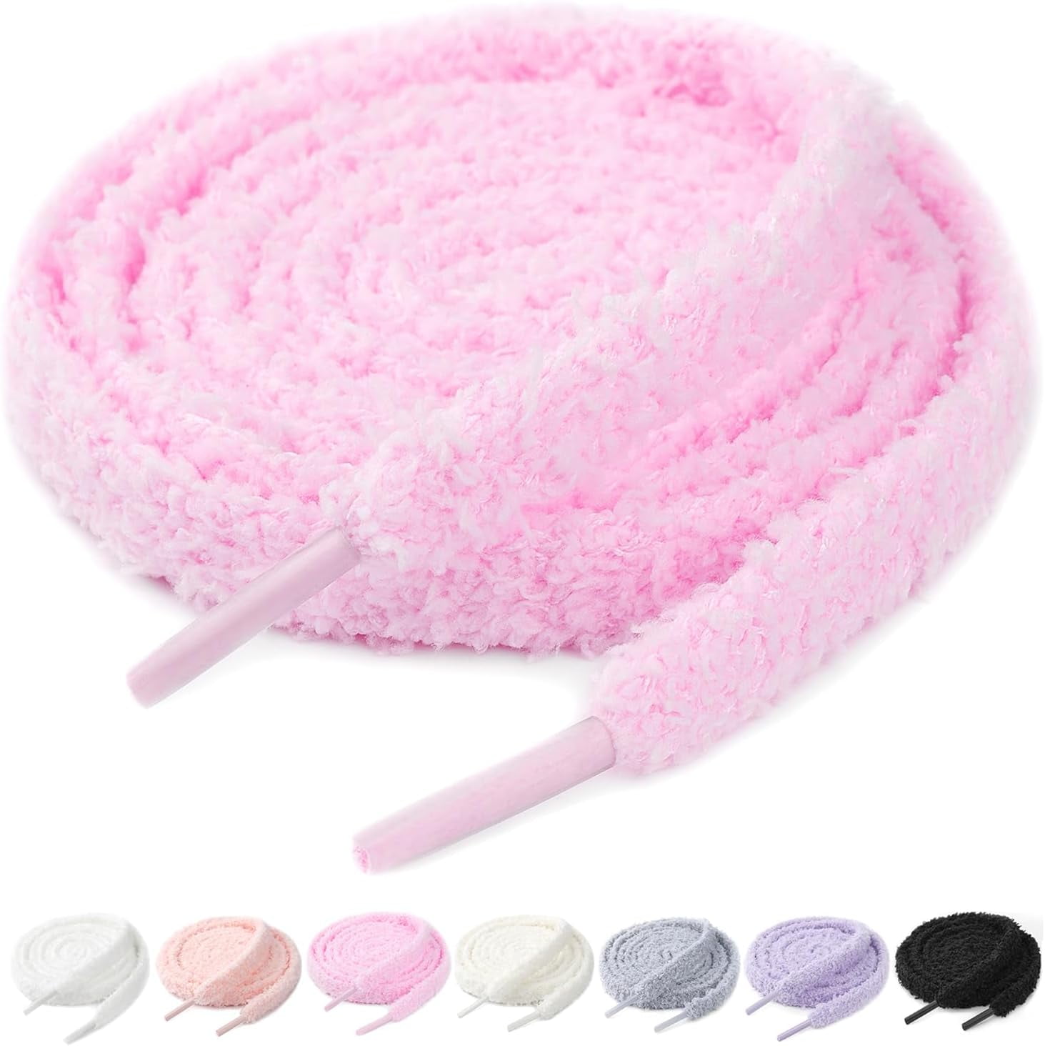 QIUYIDP 2 Pairs Flat Fuzzy Shoe Laces for Sneakers 10mm Wide Thick ...