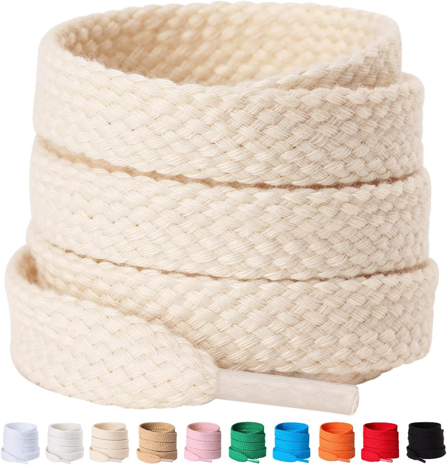 QIUYIDP 2 Paris 1/2'' Wide Flat Shoe Laces - Poly Cotton Fat Shoelaces ...