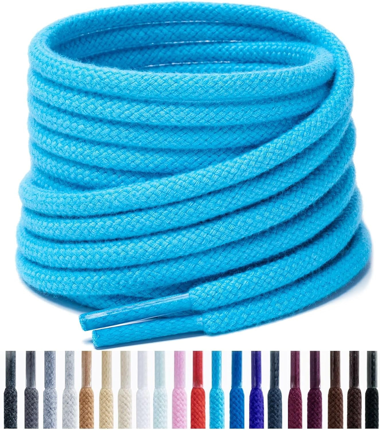 QIUYIDP 2 pairs round cotton shoe laces for sneakers, 4 mm anti-slip ...