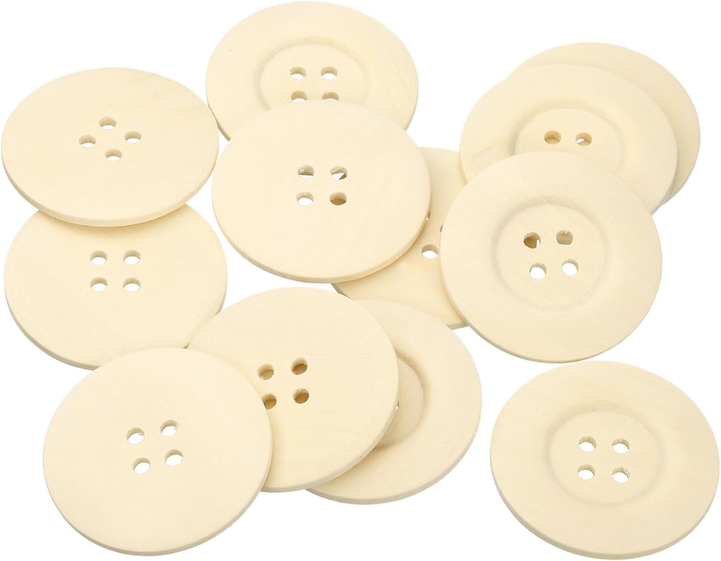 QIUYIDP 20Pcs Large Wooden Buttons, 50mm(2") 4 Hole Round Wood Sewing ...
