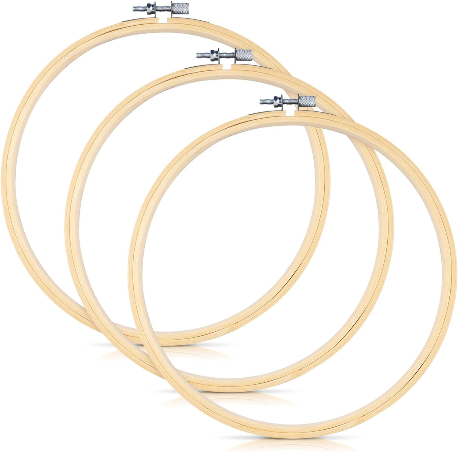 QIUYIDP 3 Pieces Embroidery Hoops, 8 inch Bamboo Frame Circle Cross ...