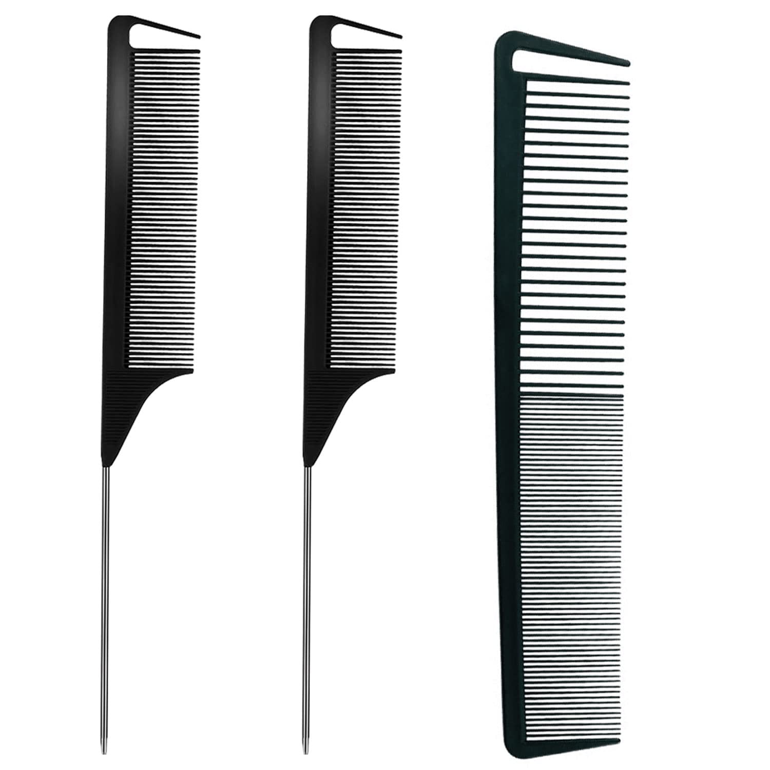 QIUYIDP 3 Pieces Rat Tail Comb Carbon Fiber Teasing Combs Parting ...
